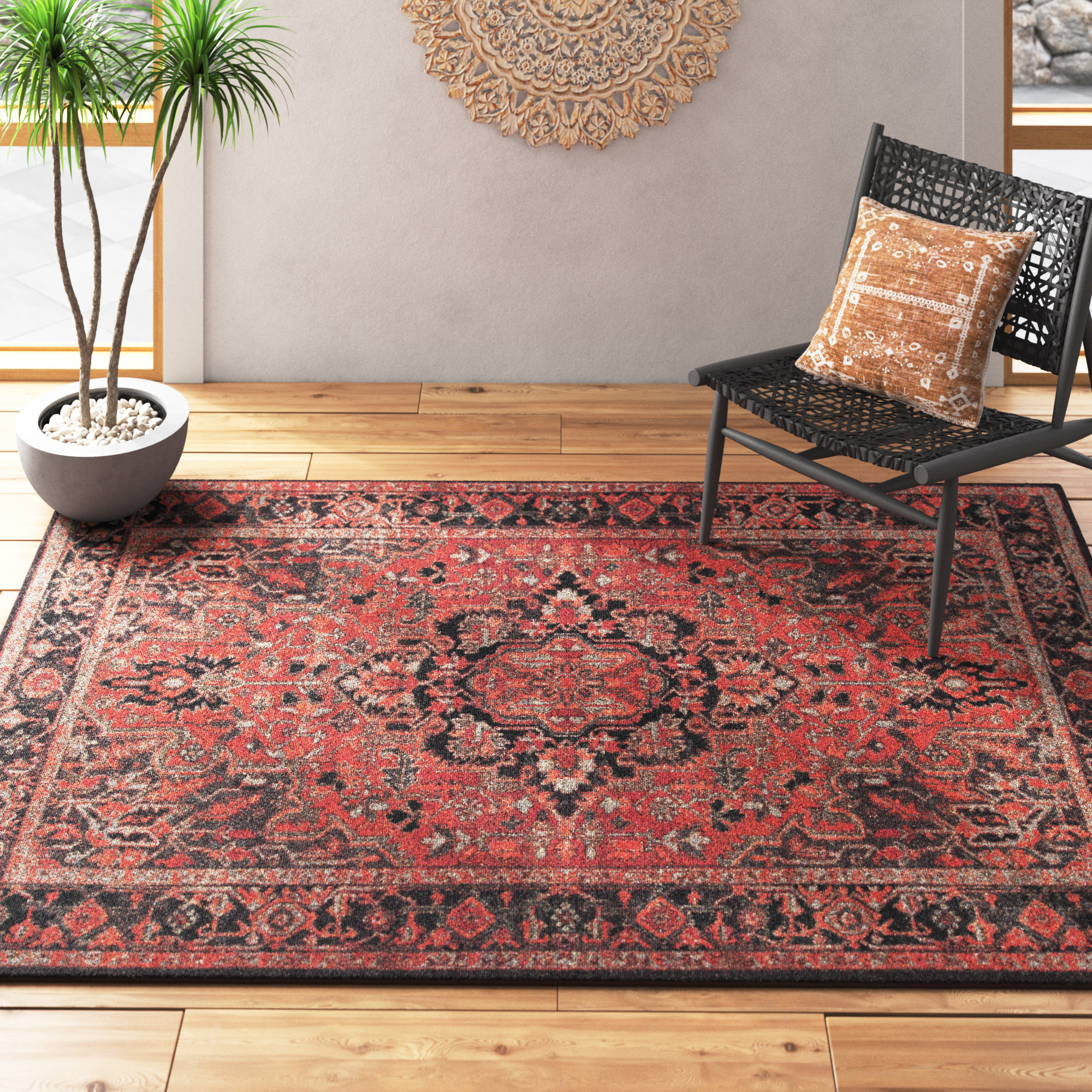 Red area rugs store